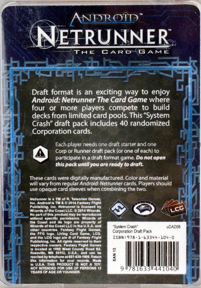 Kjøp Android Netrunner: System Crash Corporation Draft Pack! - 9781633441040 UDGÅET!!!